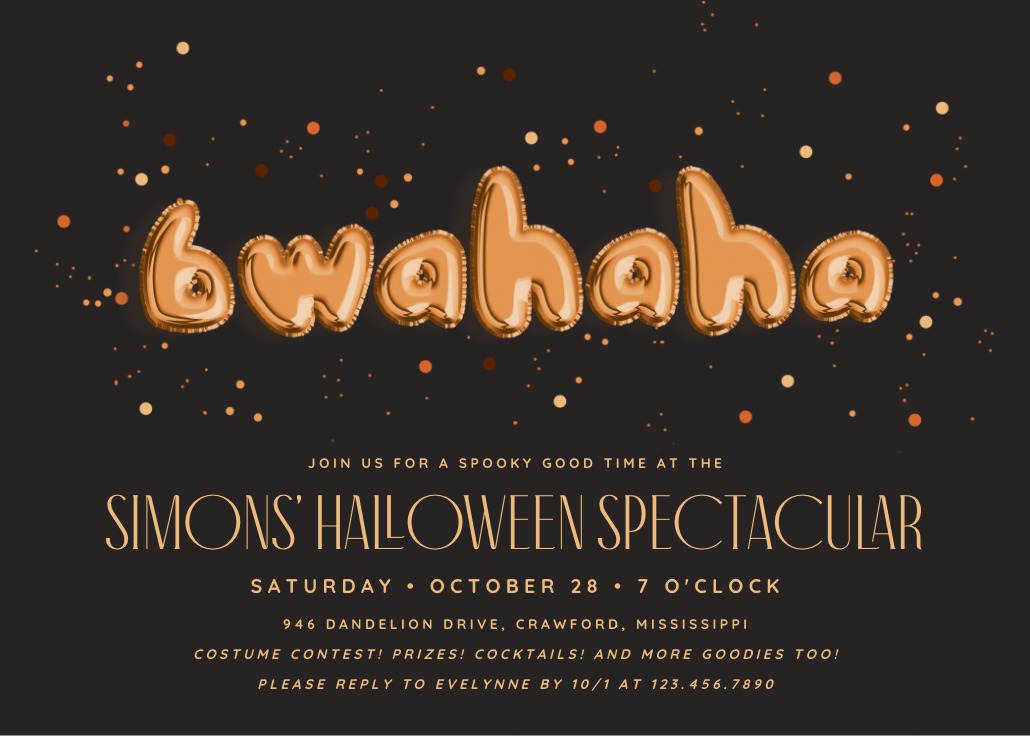 Bwahaha Balloons - Halloween Party Invitation Template (Free ...
