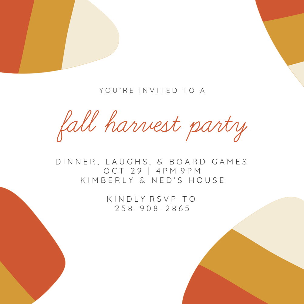 Fall Harvest - Halloween Party Invitation Template (Free) | Greetings ...