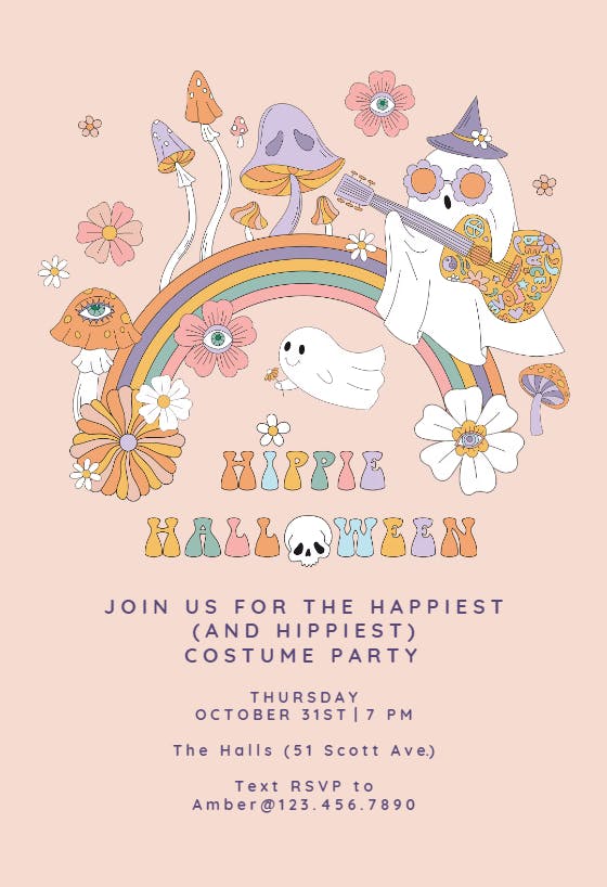 Hippie Halloween - Halloween Party Invitation Template (Free ...
