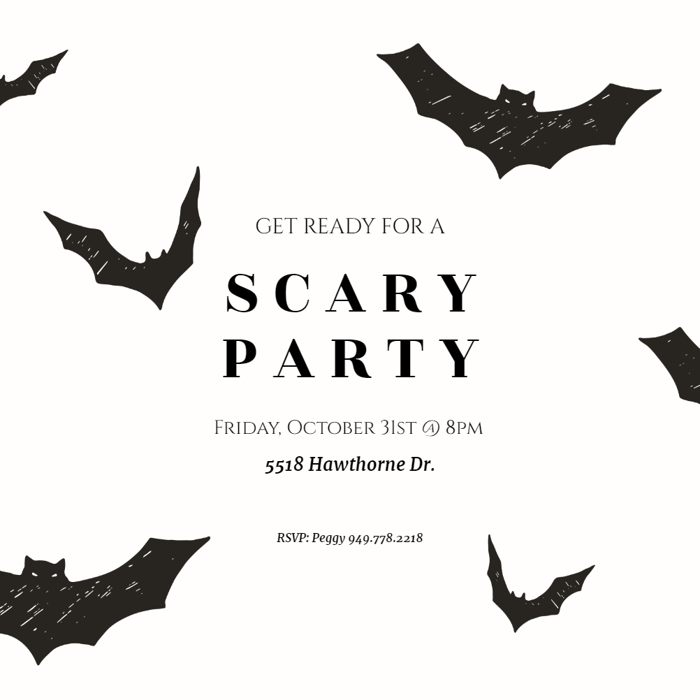 Malicious Bats - Halloween Party Invitation Template (Free) | Greetings ...