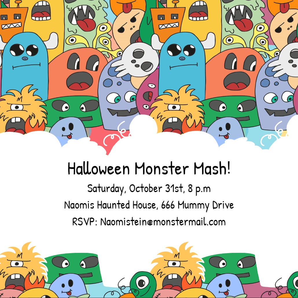 Monster Mash Party - Halloween Party Invitation Template (Free ...