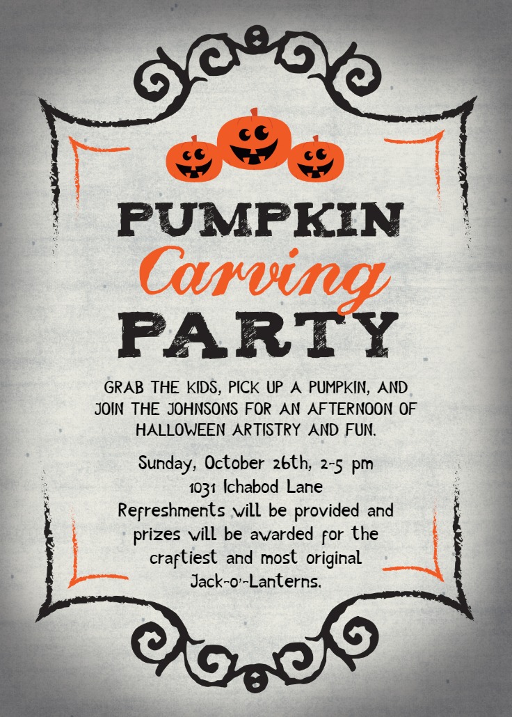 Pumpkin Party - Halloween Party Invitation Template (Free) | Greetings ...