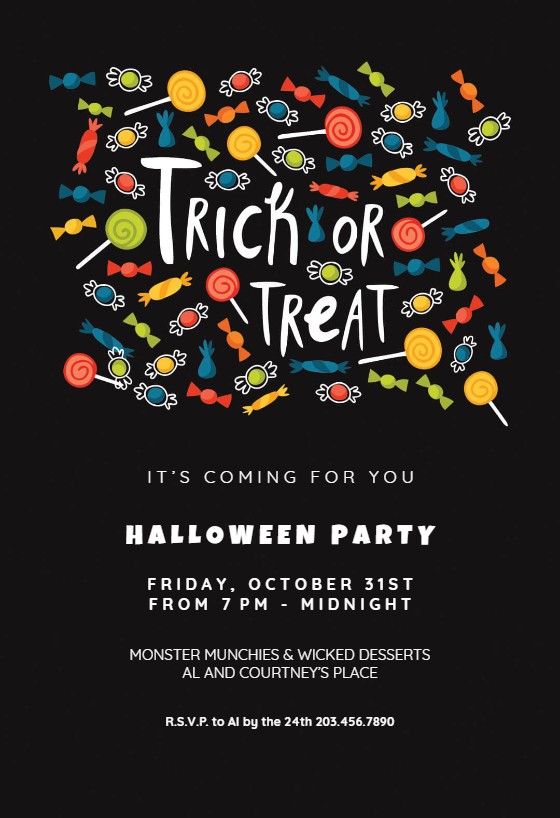 Tiny Candies - Halloween Party Invitation Template (Free) | Greetings ...