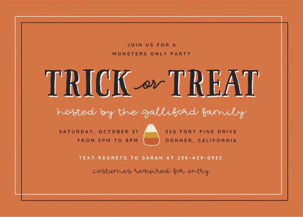 Trick Or Treat - Halloween Party Invitation Template (Free) | Greetings ...