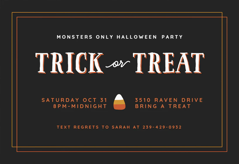 Trick Or Treat - Halloween Party Invitation Template (Free) | Greetings ...