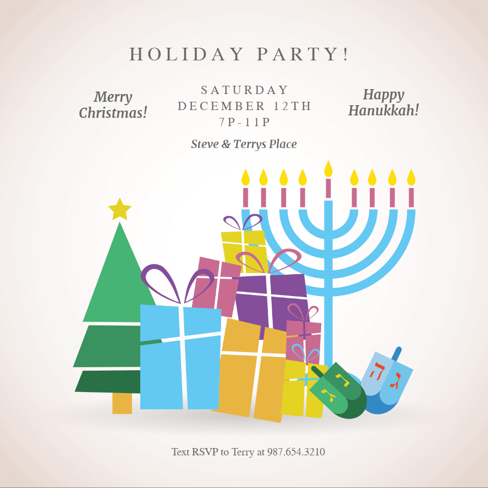 Merry Messages - Hanukkah Invitation Template (Free) | Greetings Island