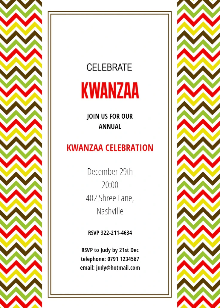 Primitive Pink - Kwanzaa Invitation Template (Free) | Greetings Island