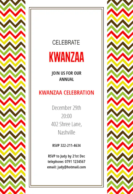 Celebrate Kwanzaa - Kwanzaa Invitation Template (Free) | Greetings Island