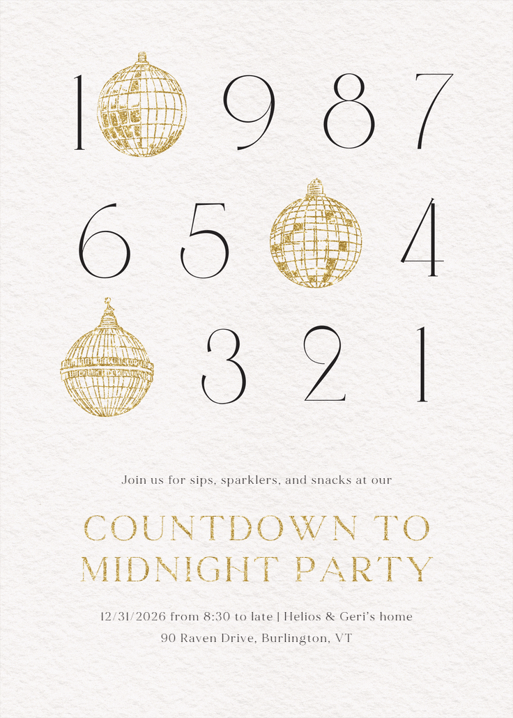 Countdown to Midnight - New Year Invitation Template (Free) | Greetings ...