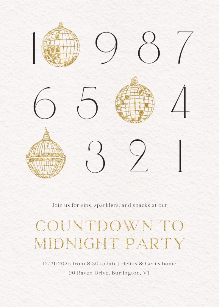 Countdown to Midnight - New Year Invitation Template (Free) | Greetings ...