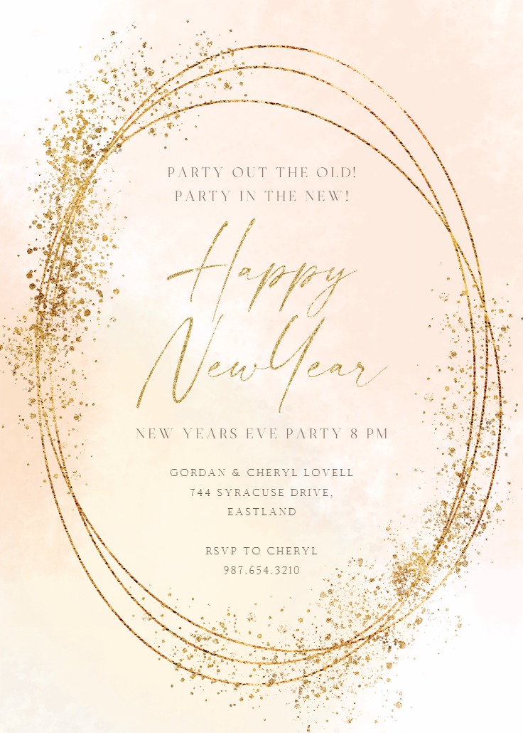 Gold Texture - New Year Invitation Template | Greetings Island