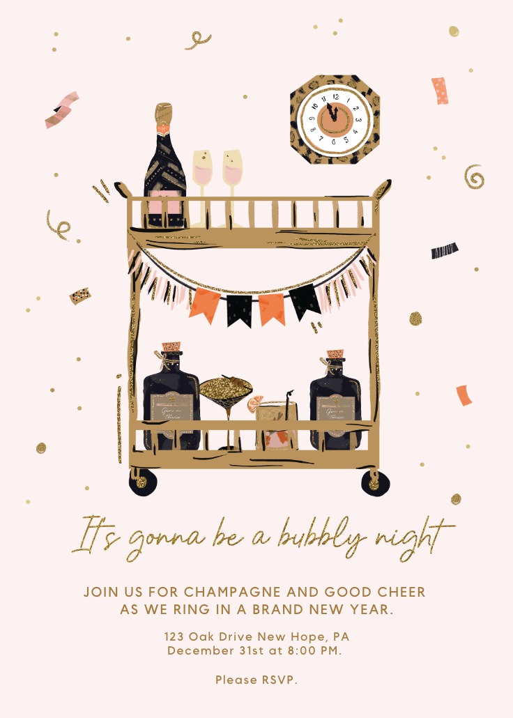 Gonna be a bubbly night - New Year Invitation Template | Greetings Island