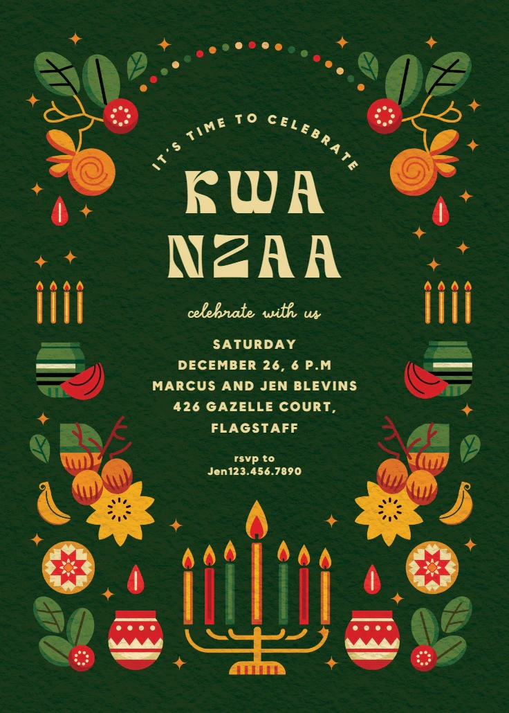 Holiday Wreath - Kwanzaa Invitation Template (Free) | Greetings Island