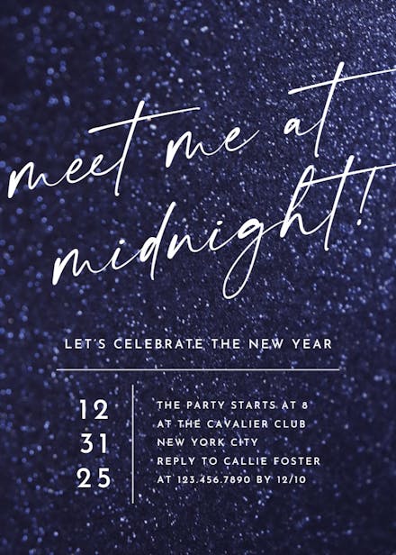 Midnight Kiss - New Year Invitation Template (Free) | Greetings Island