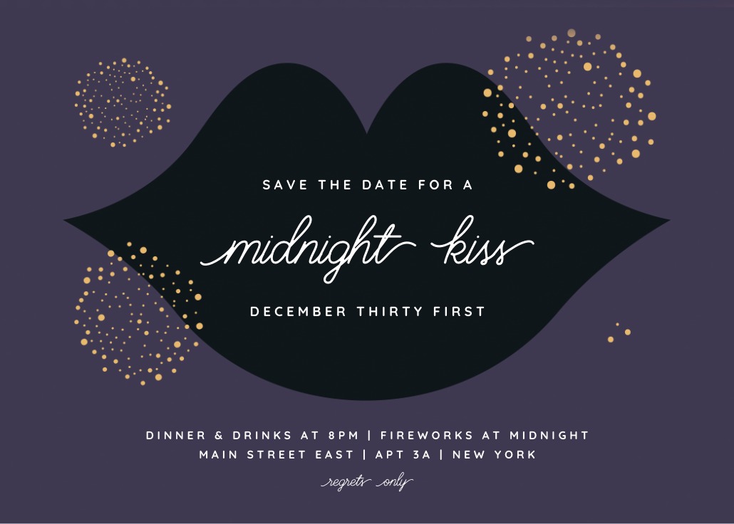 Midnight Kiss - New Year Invitation Template (Free) | Greetings Island