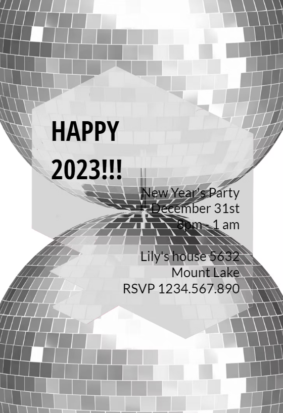 Mirror Ball Modern - New Year Invitation Template (Free) | Greetings Island