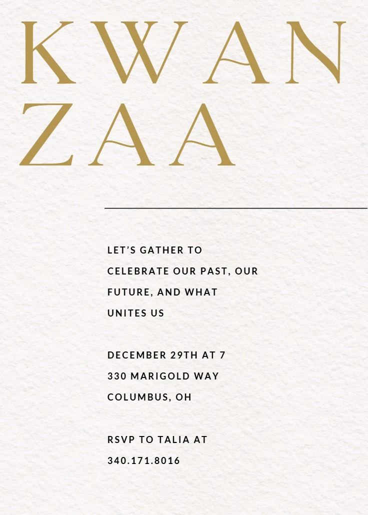 Shiny Kwanzaa - Kwanzaa Invitation Template (Free) | Greetings Island