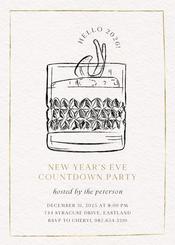 Sketched Glass - New Year Invitation Template | Greetings Island