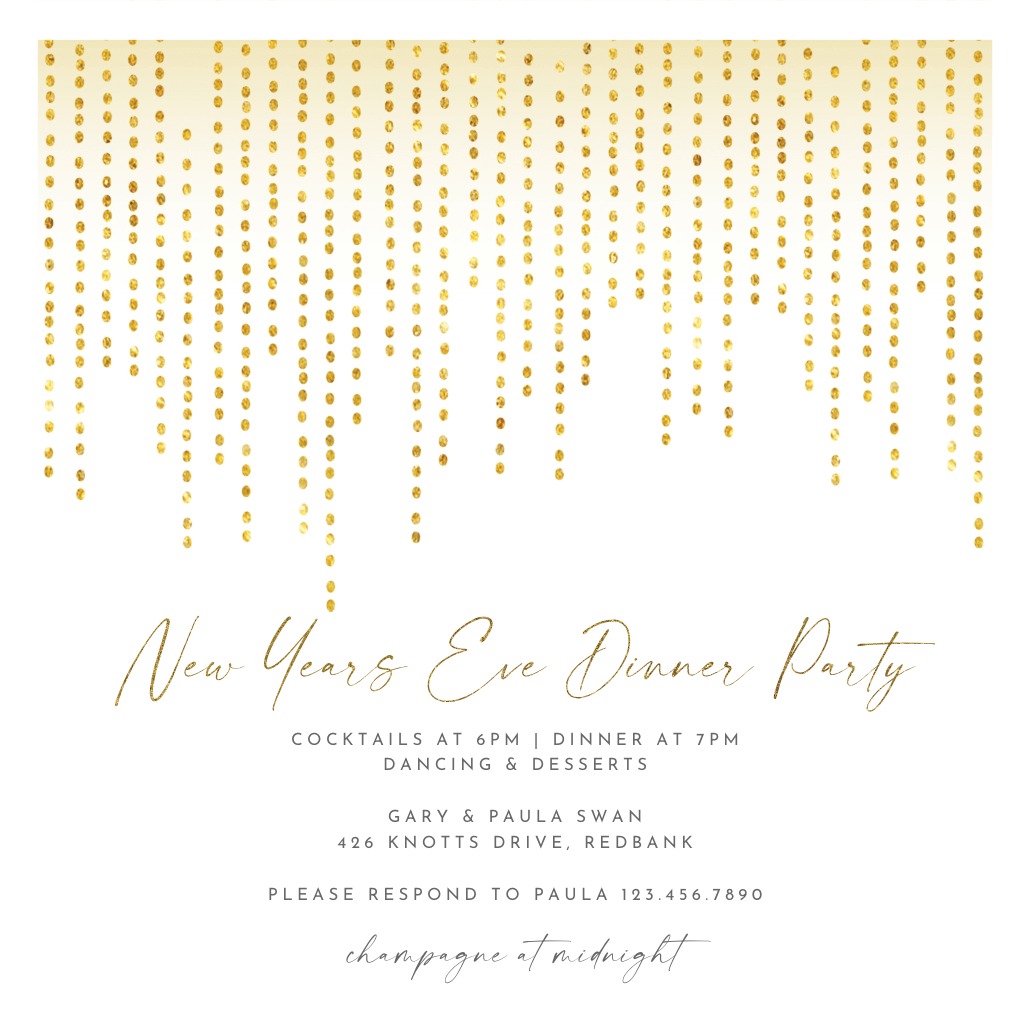 Staggered Strands - New Year Invitation Template (Free) | Greetings Island
