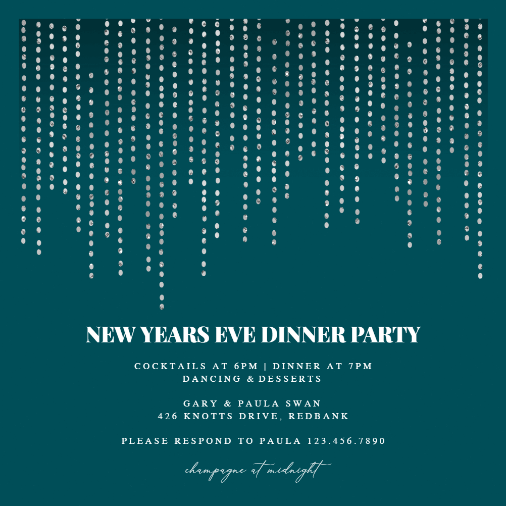 Staggered Strands - New Year Invitation Template (Free) | Greetings Island