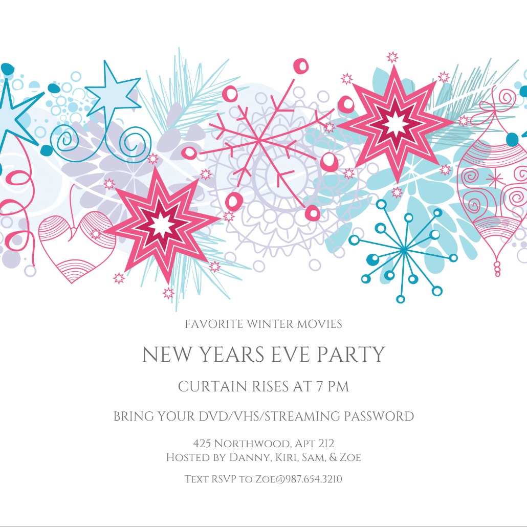 Winter Accents - New Year Invitation Template (Free) | Greetings Island