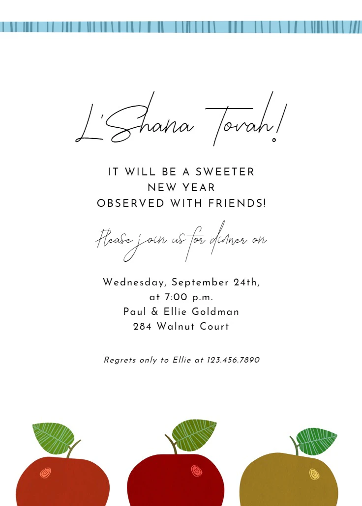 Apples - Rosh Hashanah Invitation Template (Free) | Greetings Island
