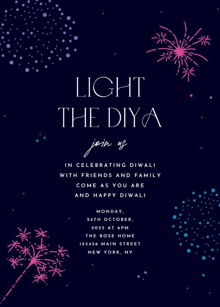 Diwali Lights - Diwali Invitation Card Template (Free) | Greetings Island