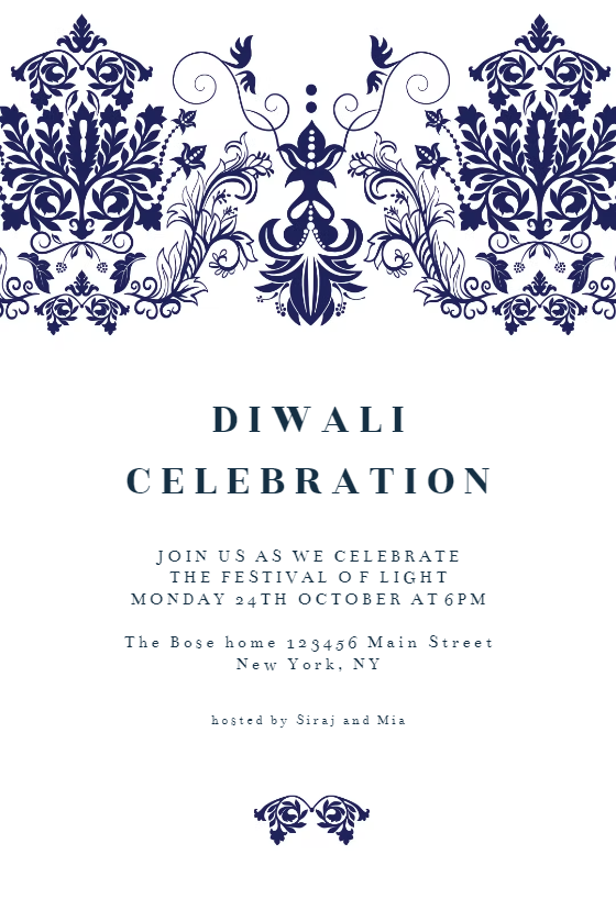 Elegant Diwali - Diwali Invitation Card Template | Greetings Island