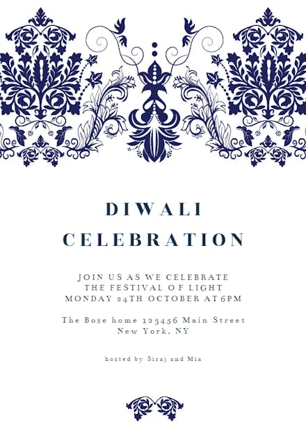 Elegant Diwali - Diwali Invitation Card Template | Greetings Island