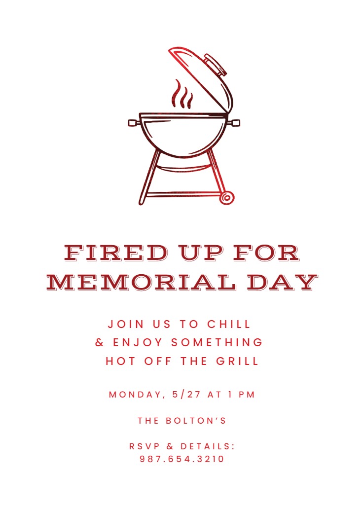 Fired Up Fun - Memorial Day Invitation Template (Free) | Greetings Island