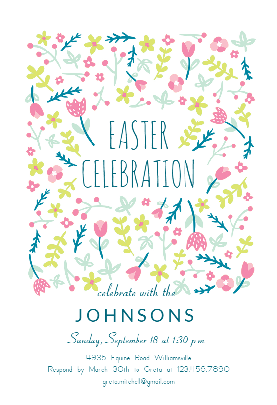 Floral Focus Final - Easter Invitation Template (Free) | Greetings Island