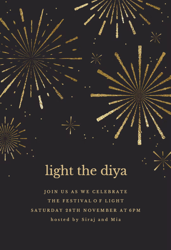 Diwali Fireworks - Diwali Invitation Card Template (Free) | Greetings ...