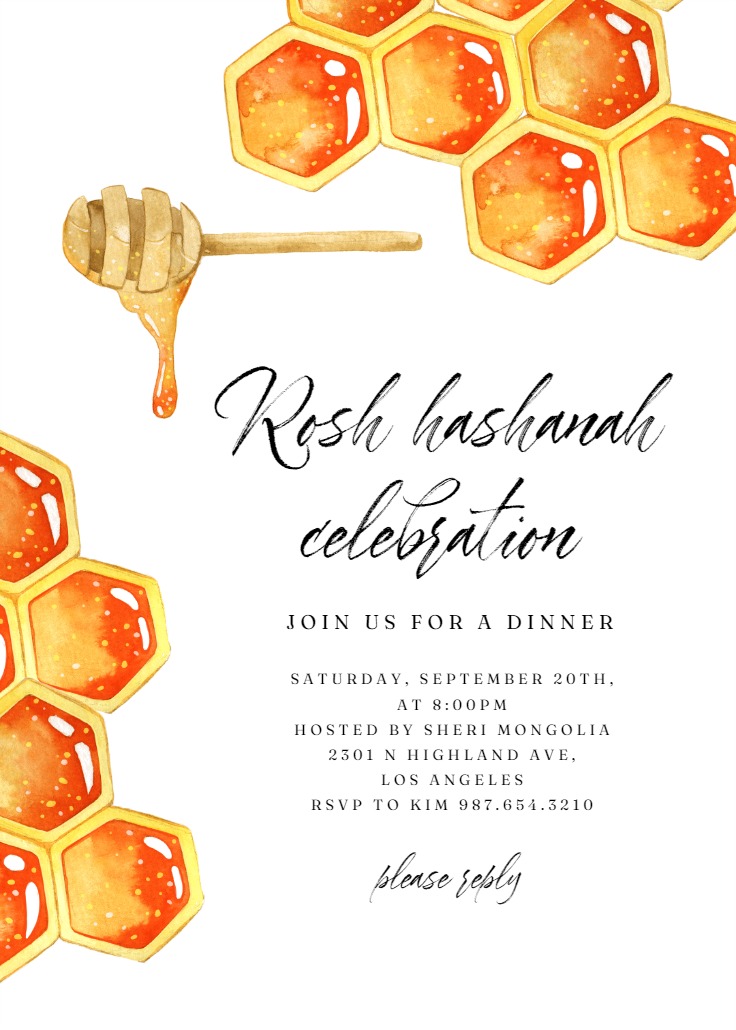 Honeycomb - Rosh Hashanah Invitation Template (Free) | Greetings Island
