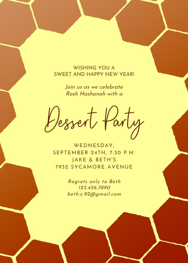 Honeycomb - Rosh Hashanah Invitation Template (Free) | Greetings Island