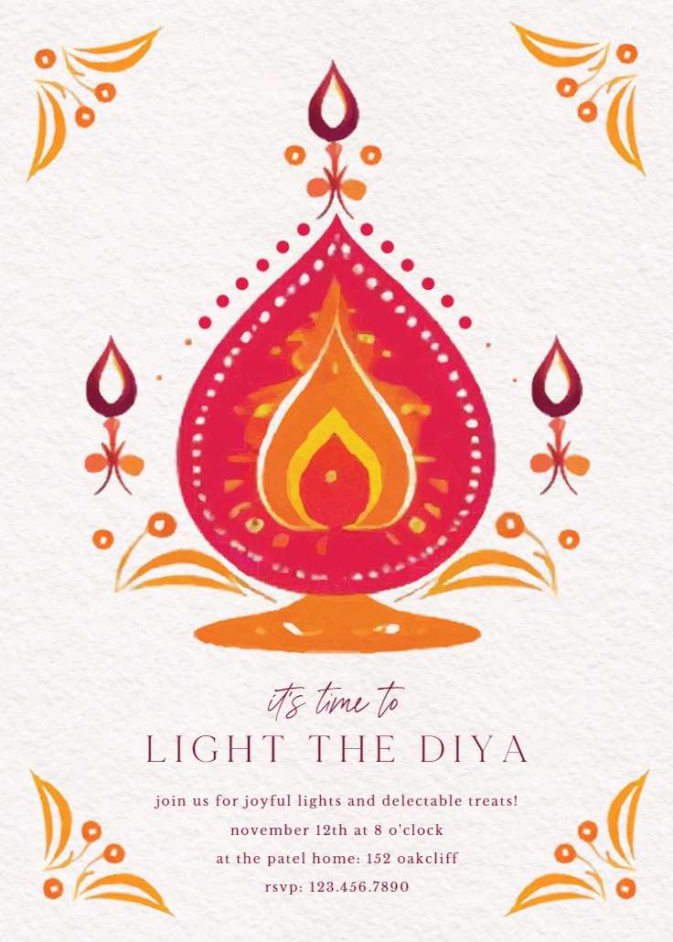 Light The Diya - Diwali Invitation Card Template (Free) | Greetings Island