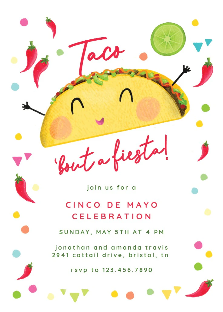 Taco ‘Bout Fun - Cinco de mayo Invitation Template (Free) | Greetings ...