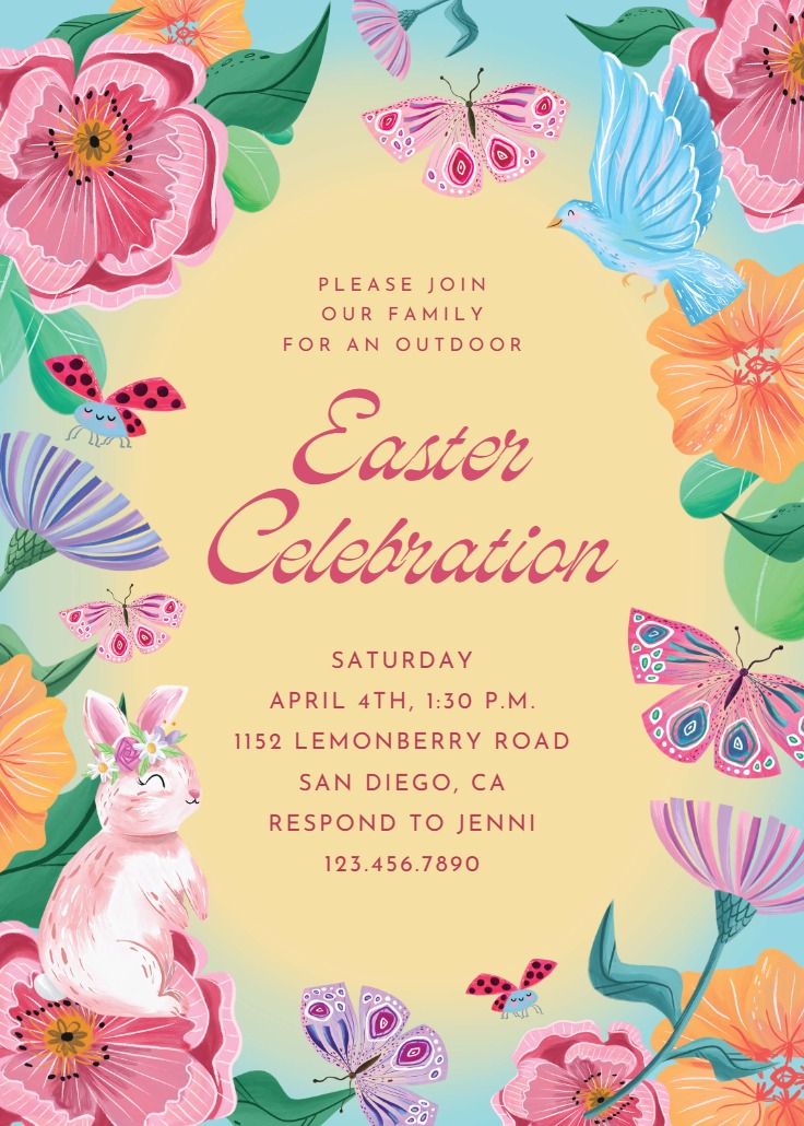 Spring colors - Easter Invitation Template (Free) | Greetings Island