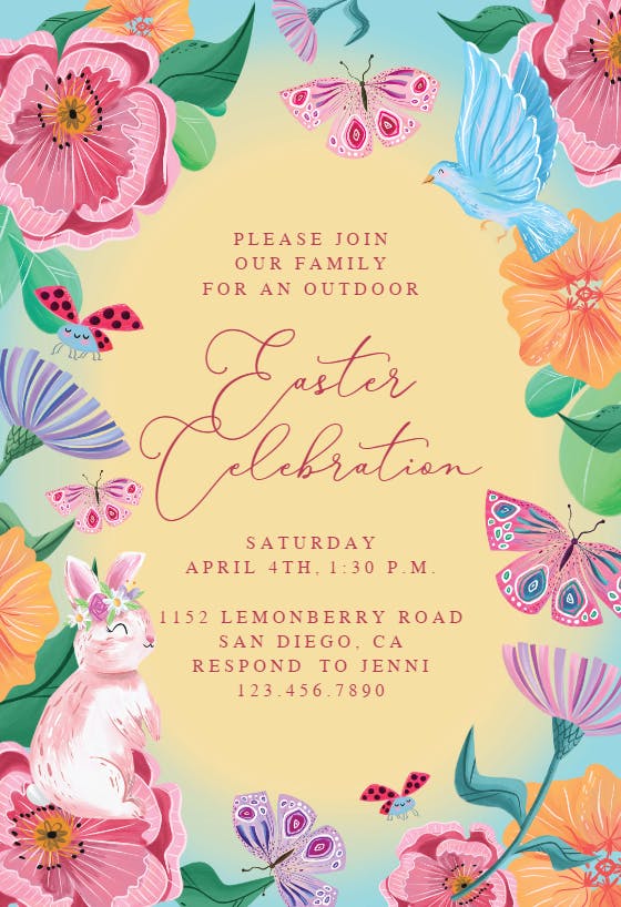 Spring colors - Easter Invitation Template (Free) | Greetings Island
