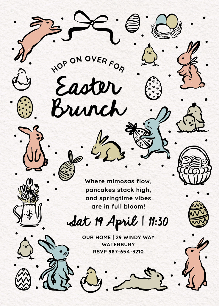 Spring Sketches - Easter Invitation Template | Greetings Island