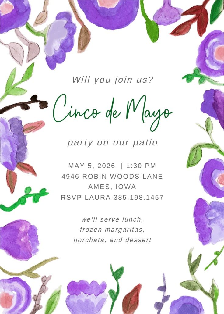 Surrounded by Blooms - Cinco de mayo Invitation Template (Free ...
