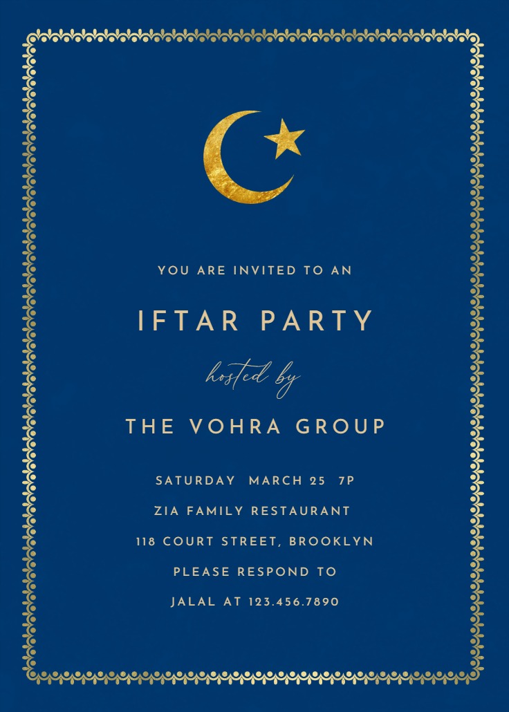 Golden paisley - Ramadan Invitation Template (Free) | Greetings Island