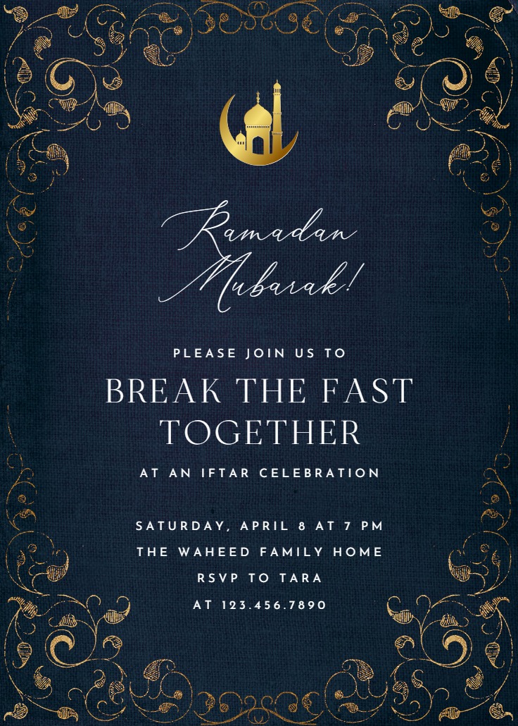 Swirls and frames purple - Ramadan & Iftar Invitation Template ...