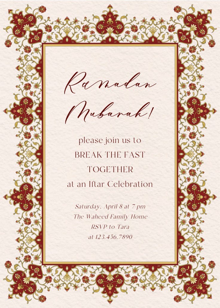 Tazhib Border - Holidays Invitation Template (Free) | Greetings Island