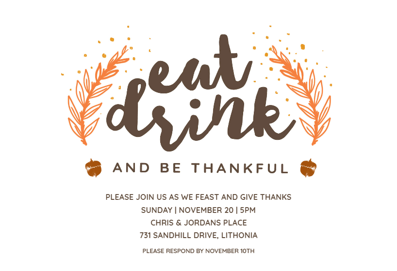 Line Art Lineup - Thanksgiving Invitation Template (Free) | Greetings ...
