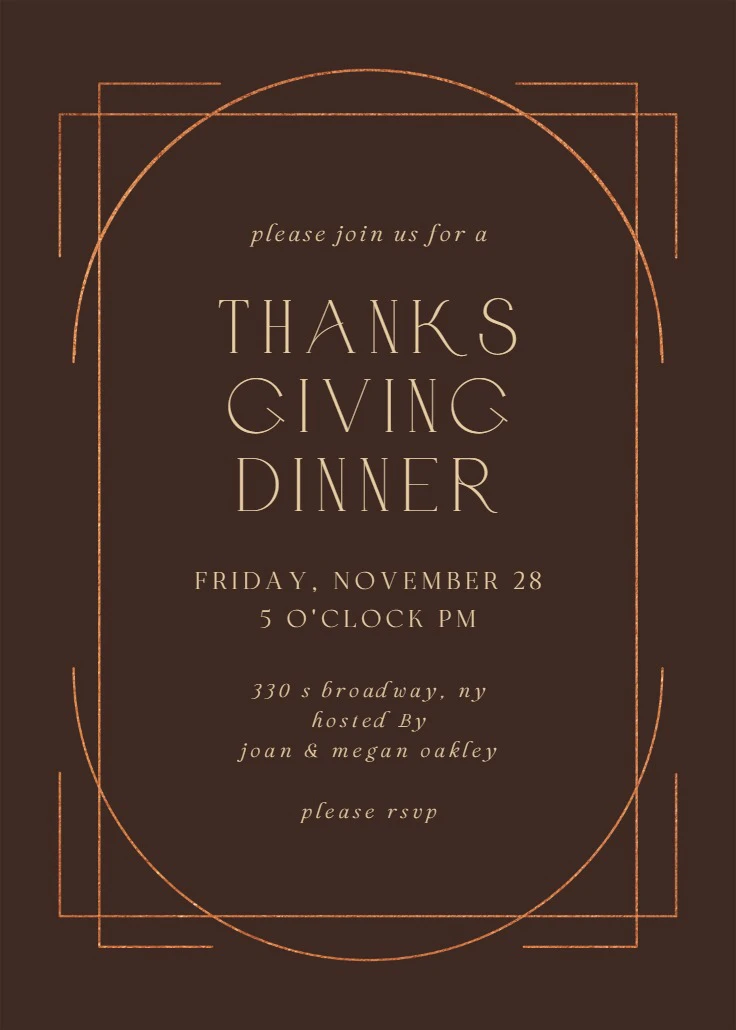 Elegant Golden Lines - Thanksgiving Invitation Template (Free ...