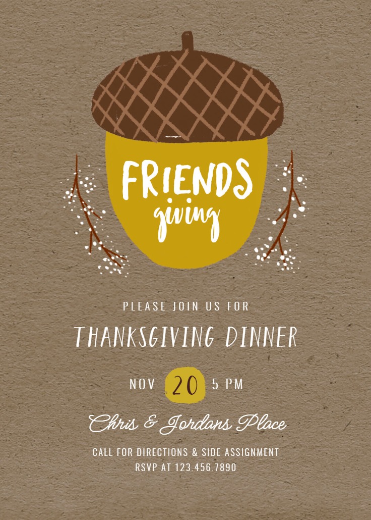 Friends Giving - Thanksgiving Invitation Template (Free) | Greetings Island