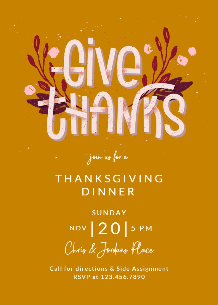 Friendsgiving - Thanksgiving Invitation Template (Free) | Greetings Island