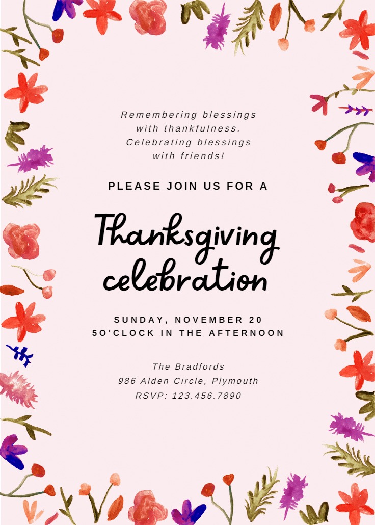 Gather Gratitude - Thanksgiving Invitation Template (Free) | Greetings ...