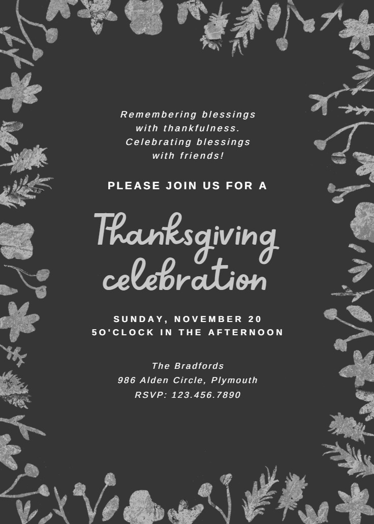 Gather Gratitude - Thanksgiving Invitation Template (Free) | Greetings ...