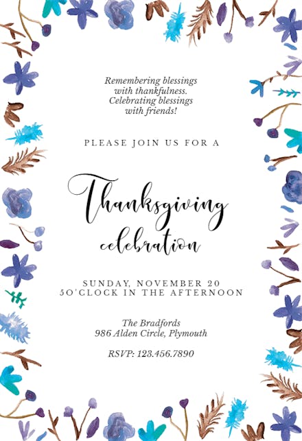 Gather Gratitude - Thanksgiving Invitation Template (Free) | Greetings ...